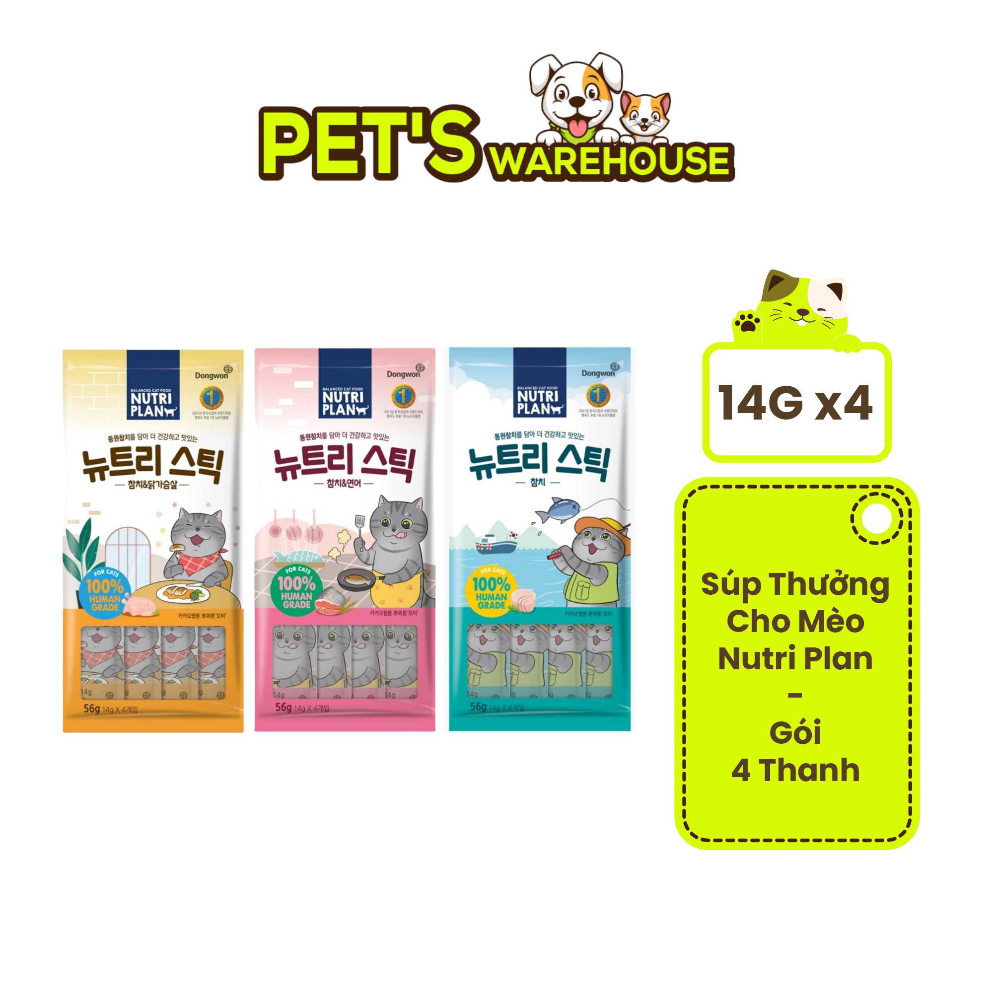 Súp Thưởng Cho Mèo Nutri Plan Stick, Gói 4 Thanh, 56g – Petswarehouse